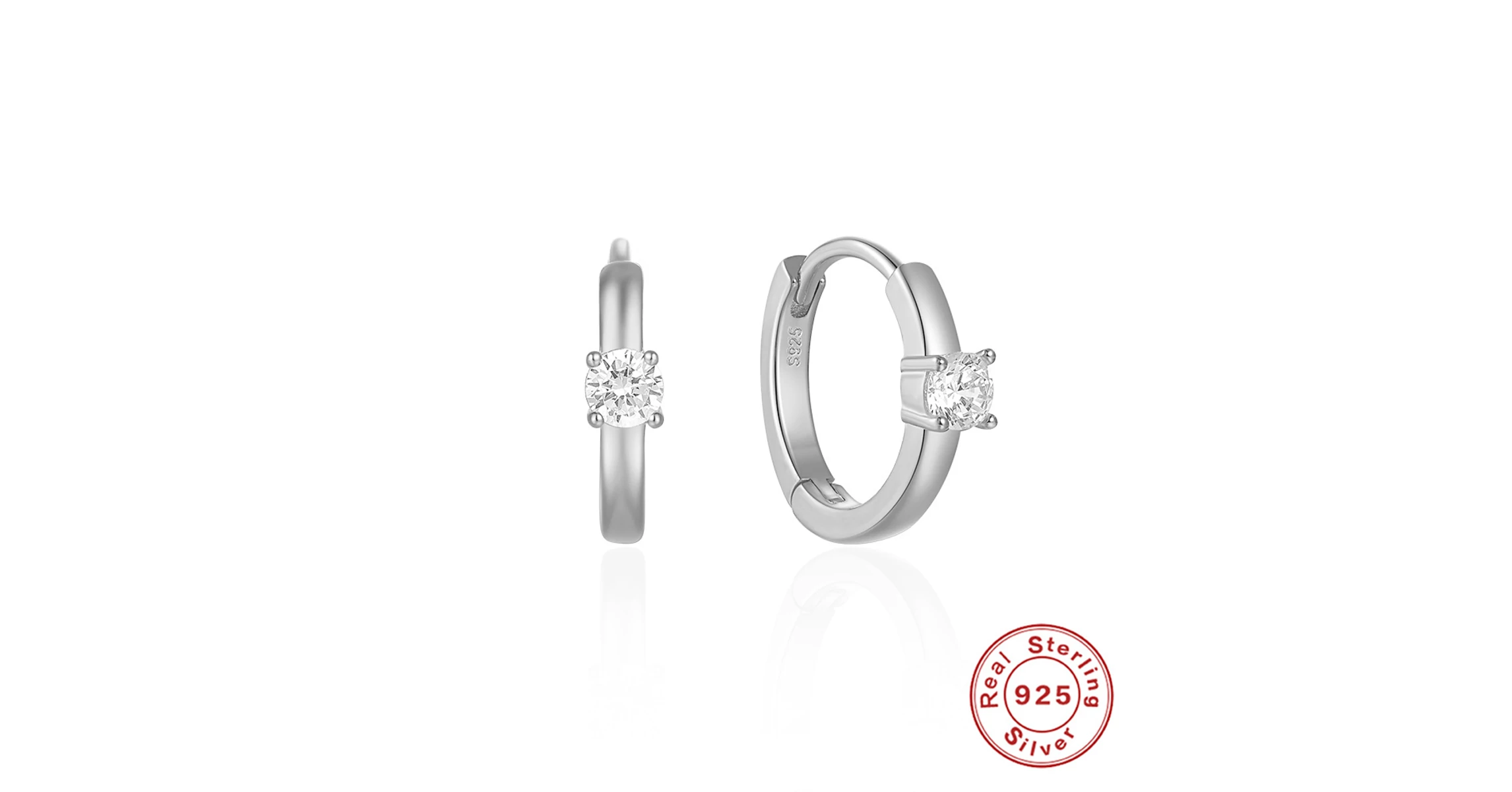 Nadčasovo Elegantné Strieborné náušnice S925 so zirkónovým lesklým kamienkom 5A